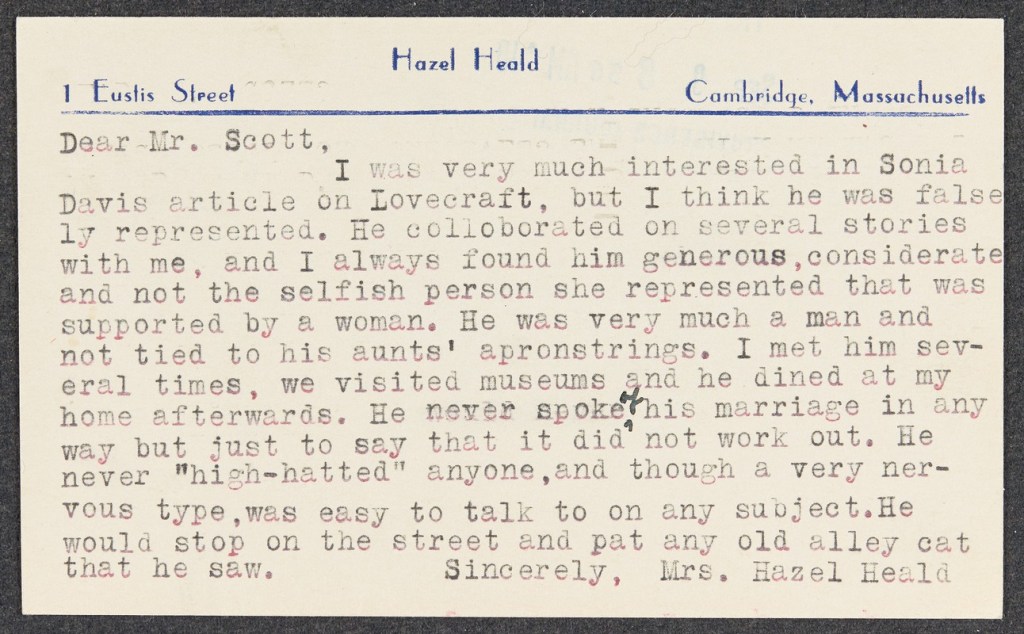 Her Letters To Lovecraft: Hazel Heald – Deep Cuts in a Lovecraftian Vein