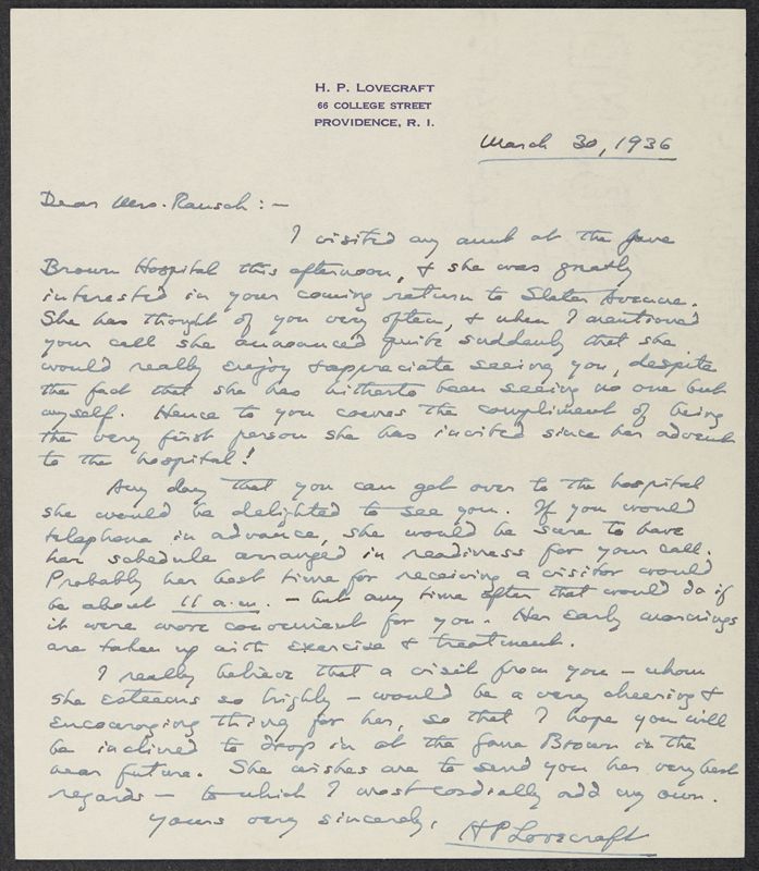 Her Letters To Lovecraft: Bertha Rausch – Deep Cuts in a Lovecraftian Vein