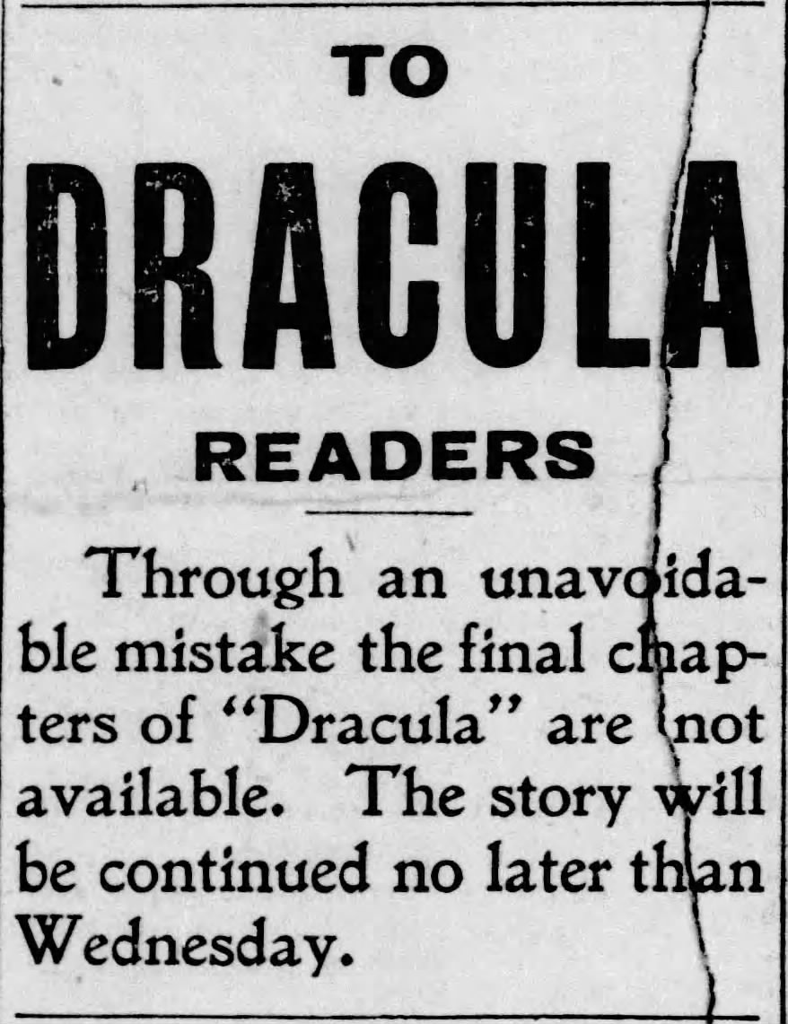 Deeper Cut: A Survey of Dracula Newspaper Serials in English (1899-1928 ...
